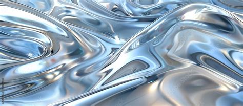 Fluid Metallic Waves Background Elegant Liquid Silver Wave With Monochromatic Color Palette And