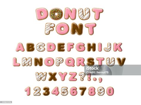 도넛 장식 글꼴 유약된 달콤한 편지와 숫자 귀여운 디자인입니다 3 차원 일러스트 레이 션 사탕에 대한 스톡 사진 및 기타 이미지 사탕 컴퓨터 글자 쿠키 Istock