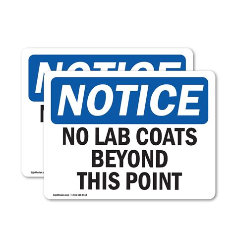 2 pack no lab coats beyond this point osha notice sign 7 inch x 5