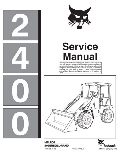Bobcat 2400 Articulated Wheel Loader Service Repair Operators Manual