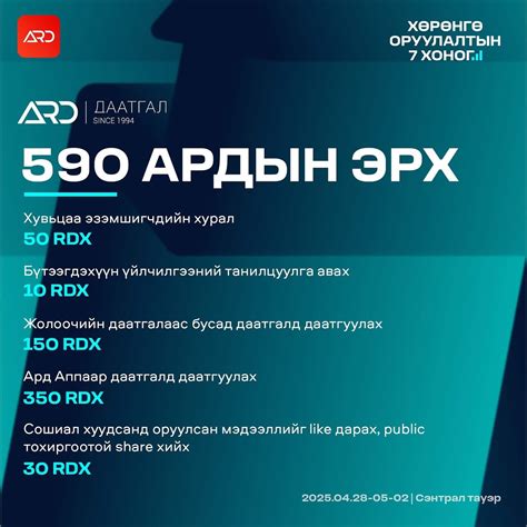 Ard Хөрөнгө Оруулалтын 7 хоног арга хэмжээний үеэр та дараах Ардын