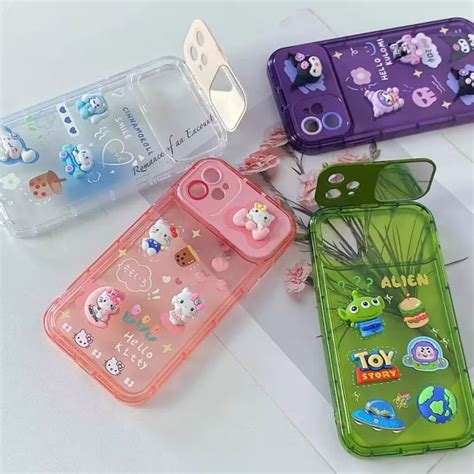 เคสนูน ลายการ์ตูนน่ารัก มีกระจก ขาตั้งได้ สำหรับ Oppo Reno8t A78 Reno5