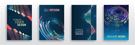 디지털 기술과 현대 과학 개념 브로셔 또는 커버를 위한 벡터 템플릿입니다 빅 데이터 시각화 어레이 비즈니스 레이아웃 미래형 브로셔 전단지 플래카드 프레젠테이션 목록에 대한