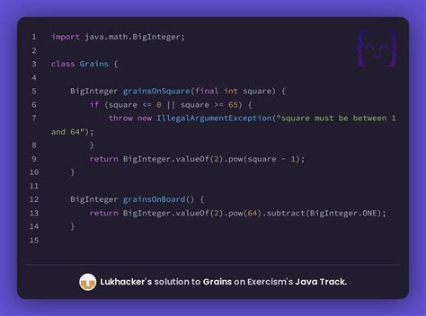 Lukhacker S Solution For Grains In Java On Exercism