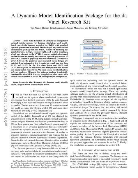 A Dynamic Model Identification Package For The Da Vinci Research Kit Deepai