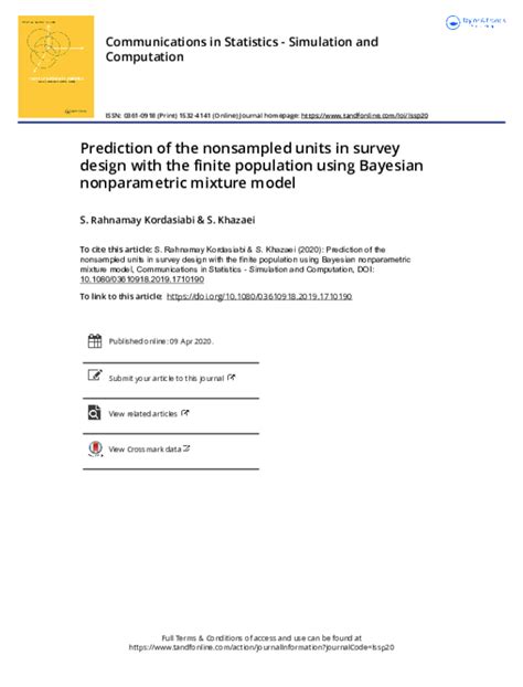 Pdf Prediction Of The Nonsampled Units In Survey Design With The