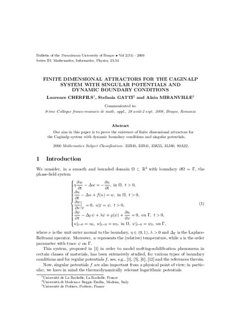 Pdf Finite Dimensional Attractors For The Caginalp System With Singular Potentials And Dynamic