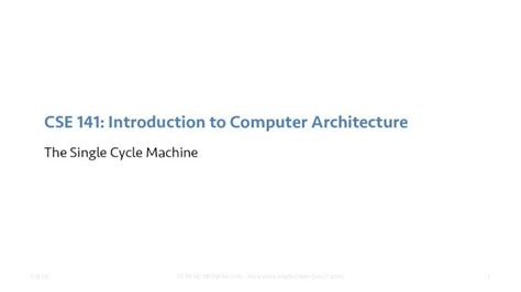 Pdf Cse 141 Introduction To Computer Architecture · The Processor Datapath And Control • Were