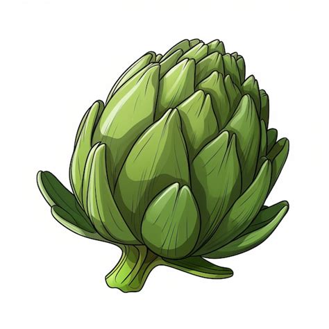 Premium Ai Image Colorful Cartoon Artichoke Leaf Drawing With