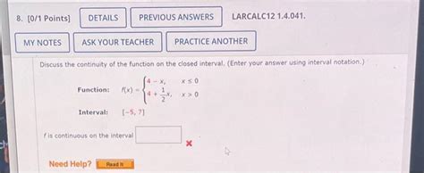 solved discuss the continuity of the function on the closed