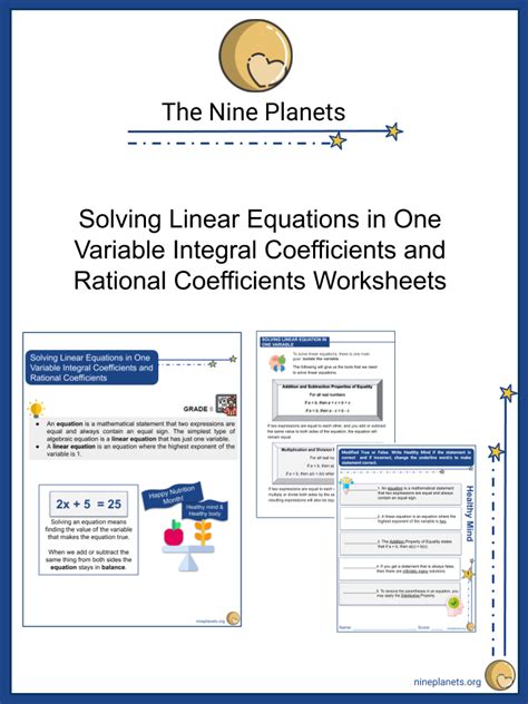 Solving Linear Equations In One Variable Integral Coefficients Worksheets