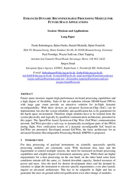 Pdf Dynamic Reconfigurable Module For Space Missions