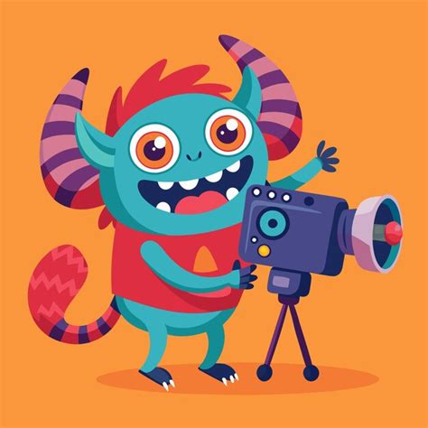 A Cartoon Image Of A Monster With A Camera And A Camera Premium Ai Generated Vector
