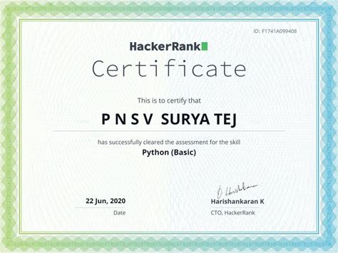 Pythonprogramming Hackerrank Skilltest Surya Tej