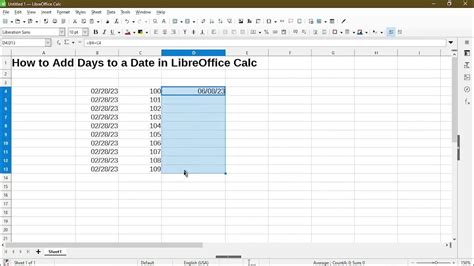 how to add days to date in libreoffice calc youtube