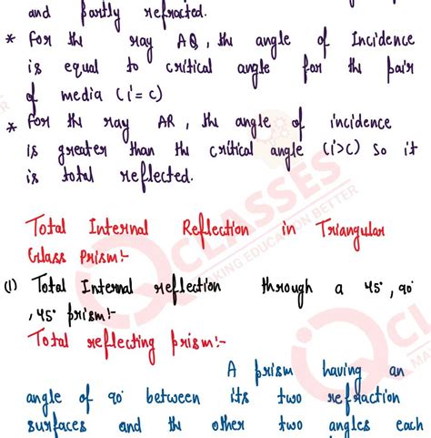 Refraction Of Light At Plane Surfaces Chapter Important Notes Class Icse