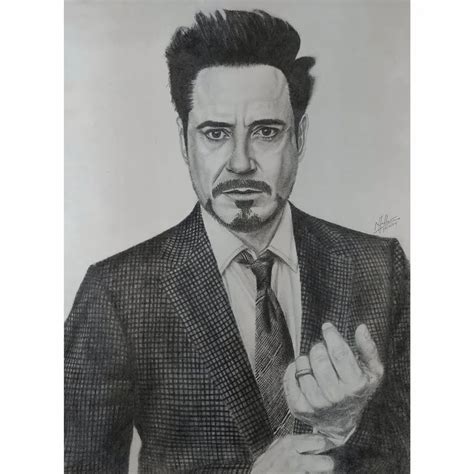 Graphite On Drawing Paper Pencil Sketch Of Robert Downey Jr Size A3