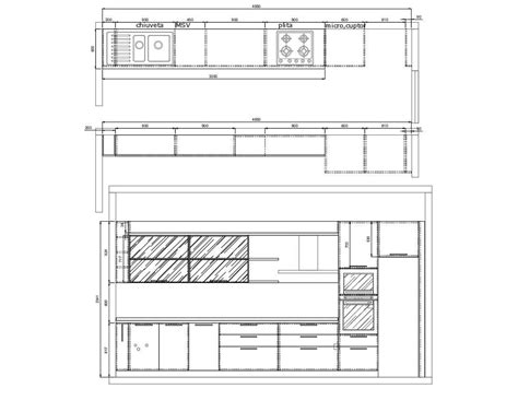 2d Dwg Drawing Of Kitchen Elevation And Plan Autocad File