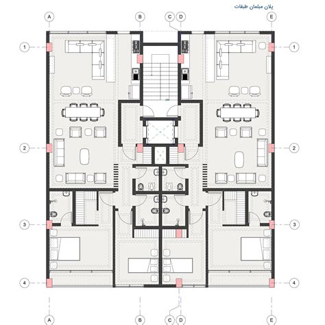مسابقه طراحی ساختمان مسکونی فراز کنگان بشرا اصفهانی Architectural Floor Plans Office Floor
