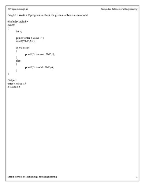 Unit 2 C Programs For Number Checks And Conditionals Studocu