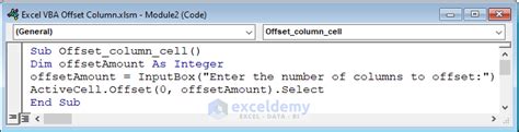 Excel Vba Offset Column 5 Suitable Cases Exceldemy