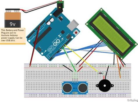animación sonic regla sensor de aparcamiento con arduino paso 2 placa de montaje y cableado