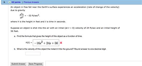 Solved An Object In Free Fall Near The Earths Surface