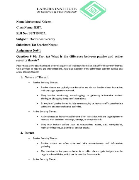 Assignment No 1 Plz Update My New Documentation Namemuhammad Kaleem Class Name Bsit