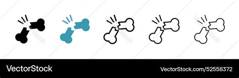 Broken Bone Icon Set On White Background Vector Image