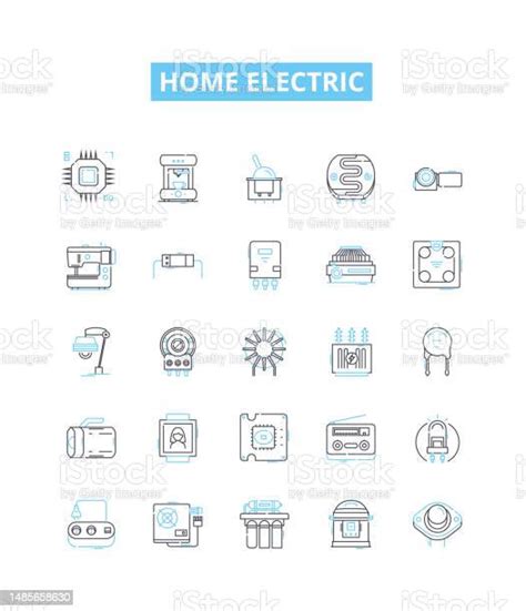 홈 전기 벡터 라인 아이콘이 설정되었습니다 가전 제품 열 조명 공기 팬 배선 플러그 그림 개요 개념 기호 및 기호 급기관에 대한 스톡 벡터 아트 및 기타 이미지 Istock