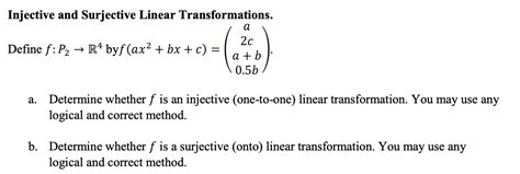 Solved Injective And Surjective Linear Transformations A 2c