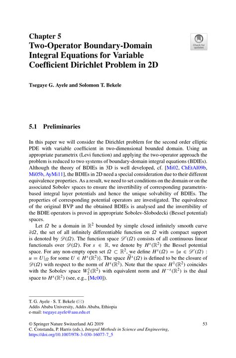 Pdf Two Operator Boundary Domain Integral Equations For Variable