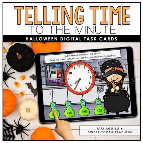 Telling Time To The Minute Boom Cards™ Halloween Theme Digital Task