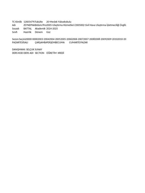 Ders Programı Pdf
