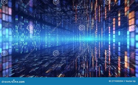 Digital Binary Code Matrix Background Generative AI Stock Photo Image Of Black Blue