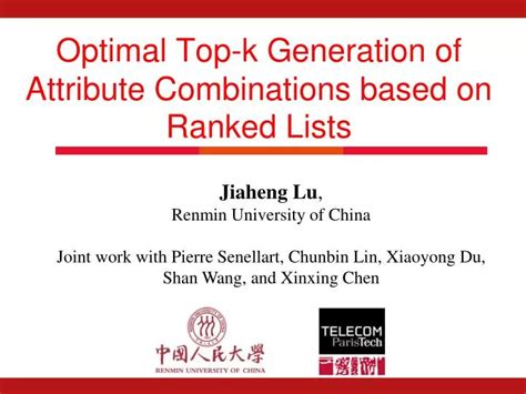 Ppt Optimal Top K Generation Of Attribute Combinations Based On