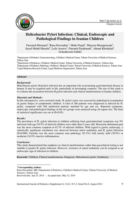 Pdf Helicobacter Pylori Infection Clinical Endoscopic And
