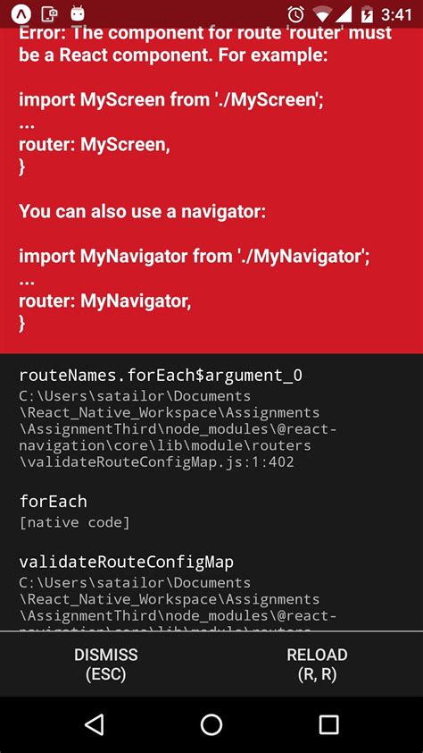Expo React Native With Redux The Component For Route Must Be React