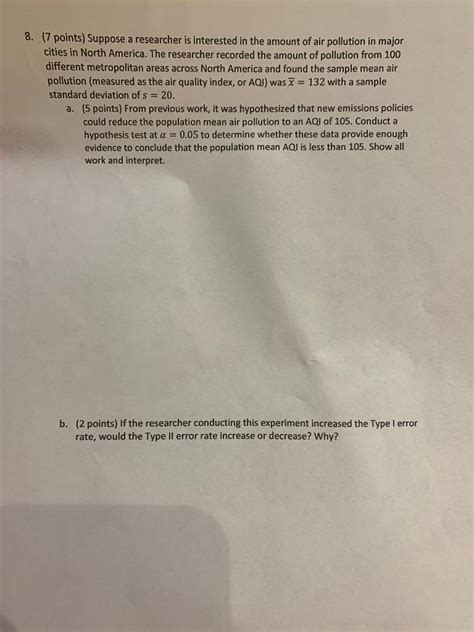 Solved 8 7 Points Suppose A Researcher Is Interested In