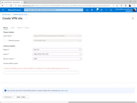 Establishing An AWS VPN Tunnel To Azure Virtual WAN Active Active BPG Configuration Jack
