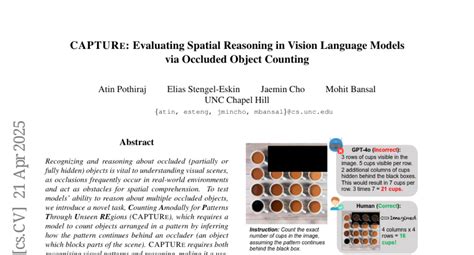 CAPTURe通过遮挡对象计数评估视觉语言模型中的空间推理 AI论文精选