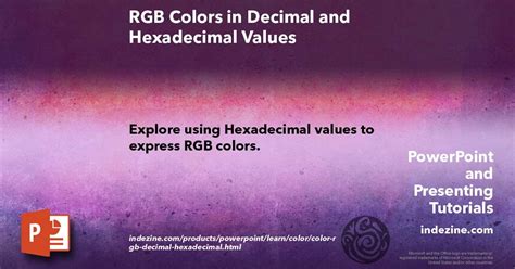 Rgb Colors In Decimal And Hexadecimal Values