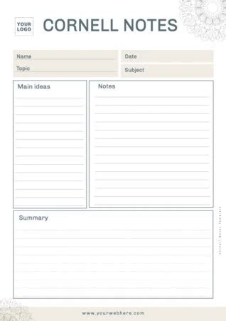 Free Cornell Notes Templates