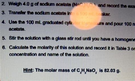 EXPERIMENT PREPARING A BUFFER Data Sheet Table Chegg