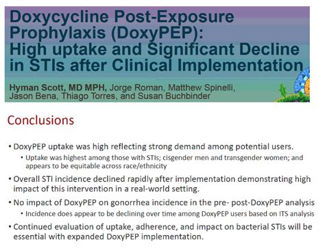 Doxycycline Post Exposure Prophylaxis Doxypep High Uptake And Significant Decline In Stis
