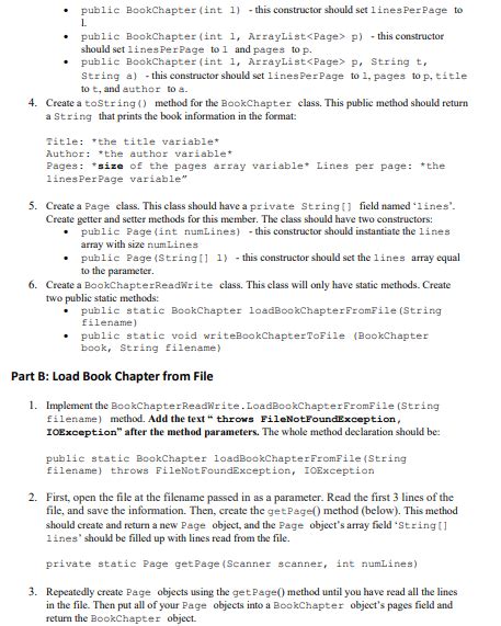 Solved Java Help Part A Create Classes Part B Load Book