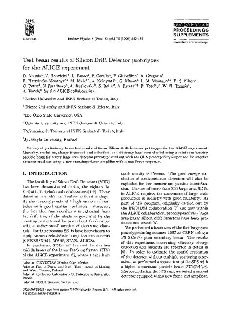 Pdf Silicon Drift Detector Tests For Alice Experiment