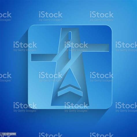 파란색 배경에 격리 된지도 아이콘이있는 용지 절단 Gps 장치 종이 아트 스타일 벡터 3차원 형태에 대한 스톡 벡터 아트 및