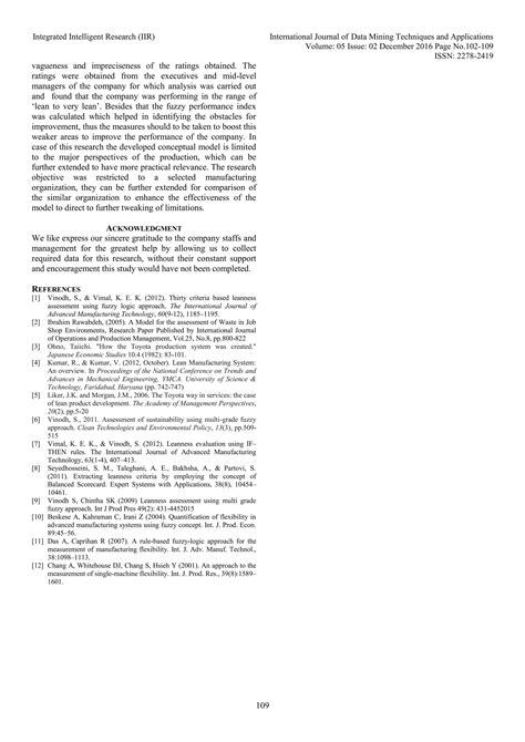 Leanness Assessment Using Fuzzy Logic Approach A Case Of Indian Horn Manufacturing Company Pdf