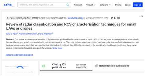 Review Of Radar Classification And Rcs Characterisation Techniques For Small Uavs Or Drones